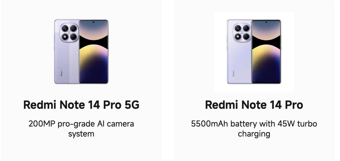Redmi Note 14 Pro vs Redmi Note 14 Pro 5G : Lequel choisir en 2025